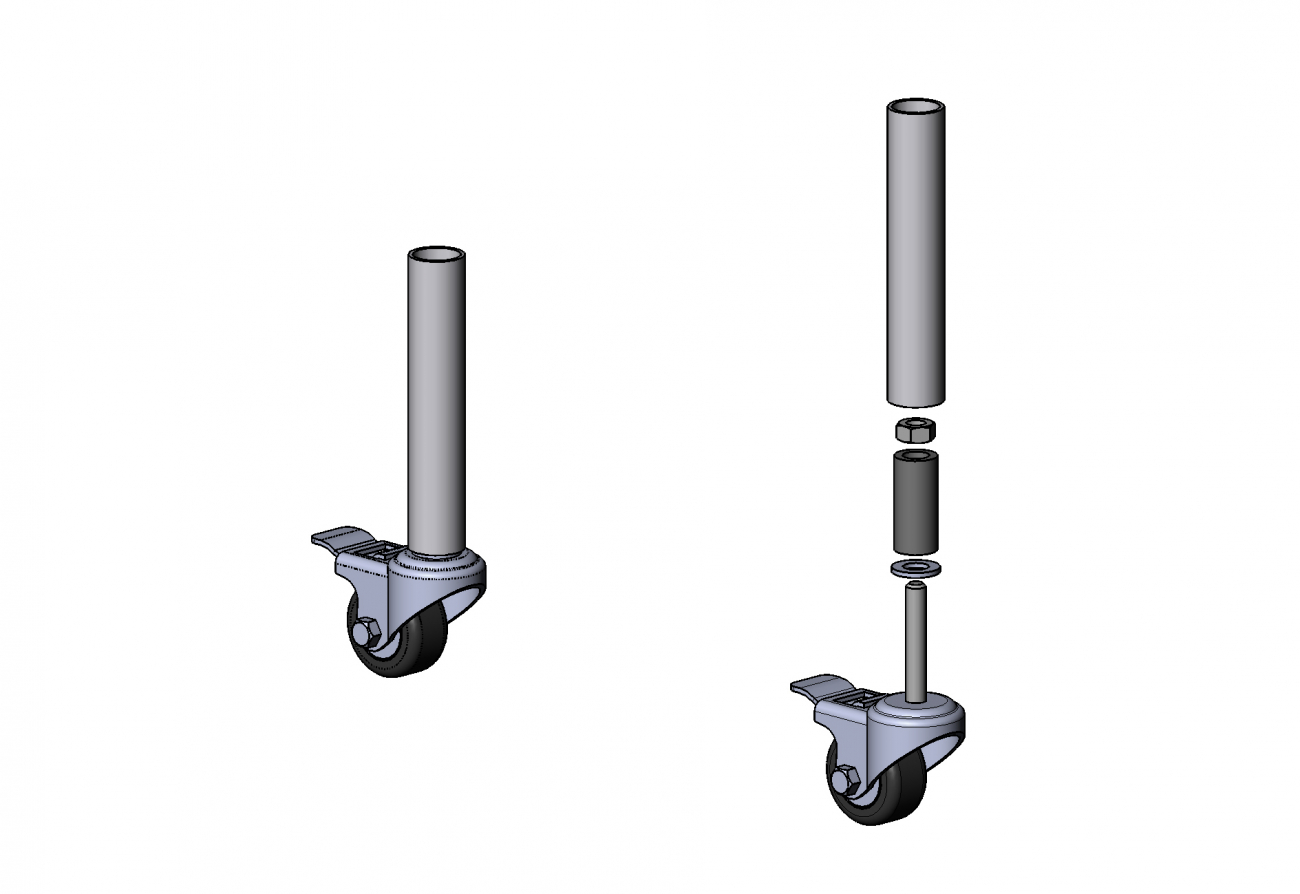 Swivel Castor pipe mounting with brake | TecEnMa GmbH